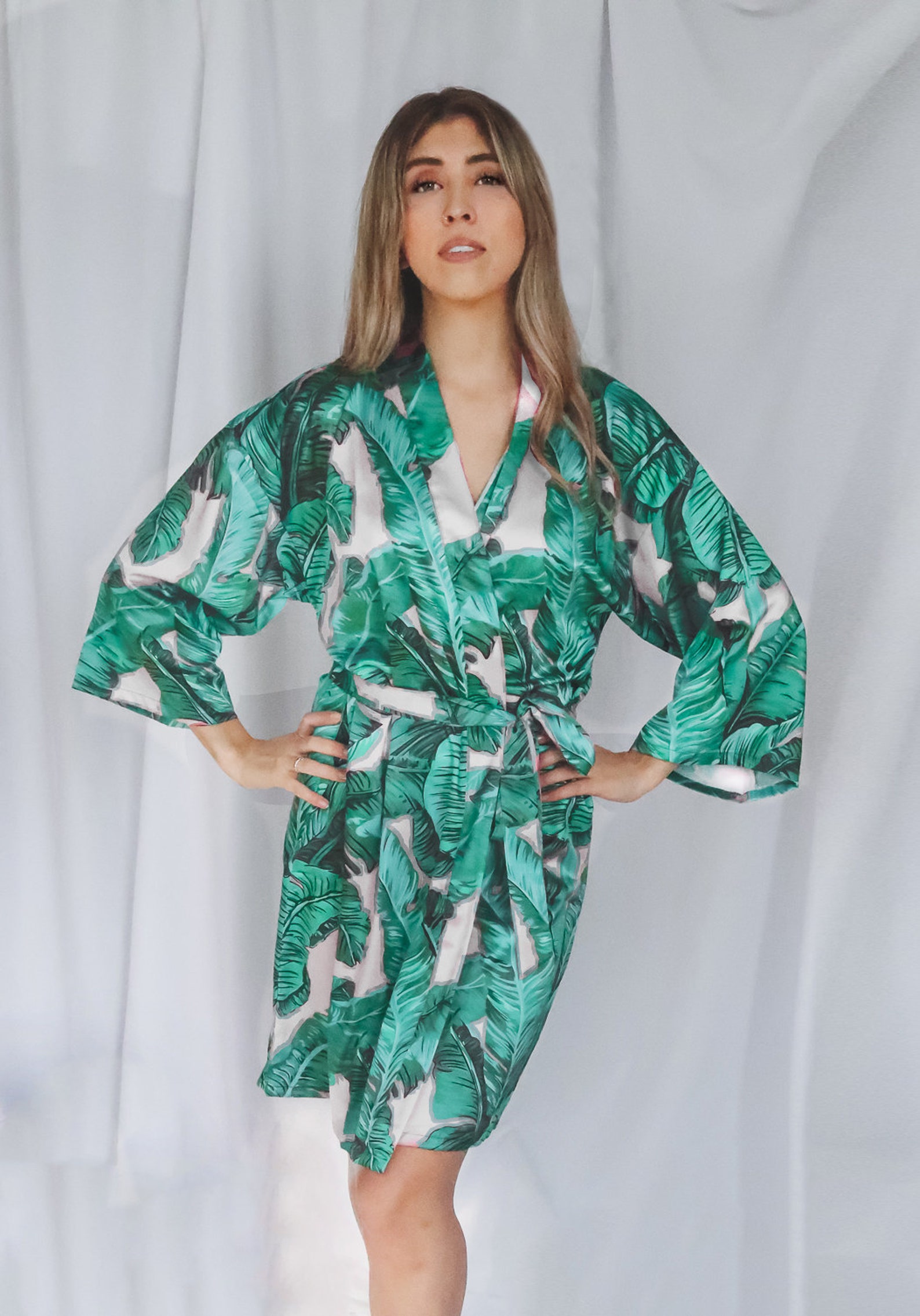Green Palm Leaf Robe Bridesmaid Robe Hawaiian Robe Bridal - Etsy