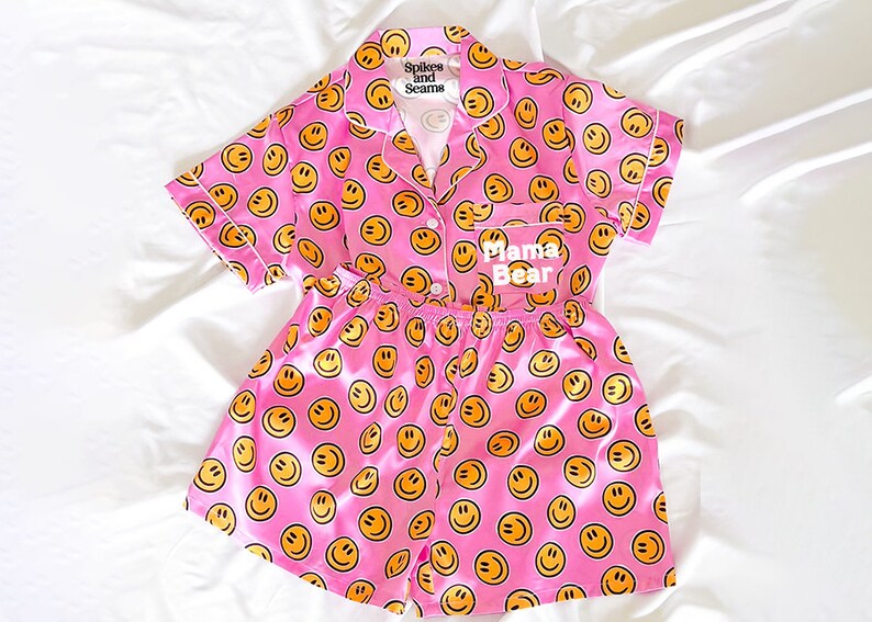 Smiley Face Pajamas, Pink Wedding Pajamas, Smiley Face Pajamas ...