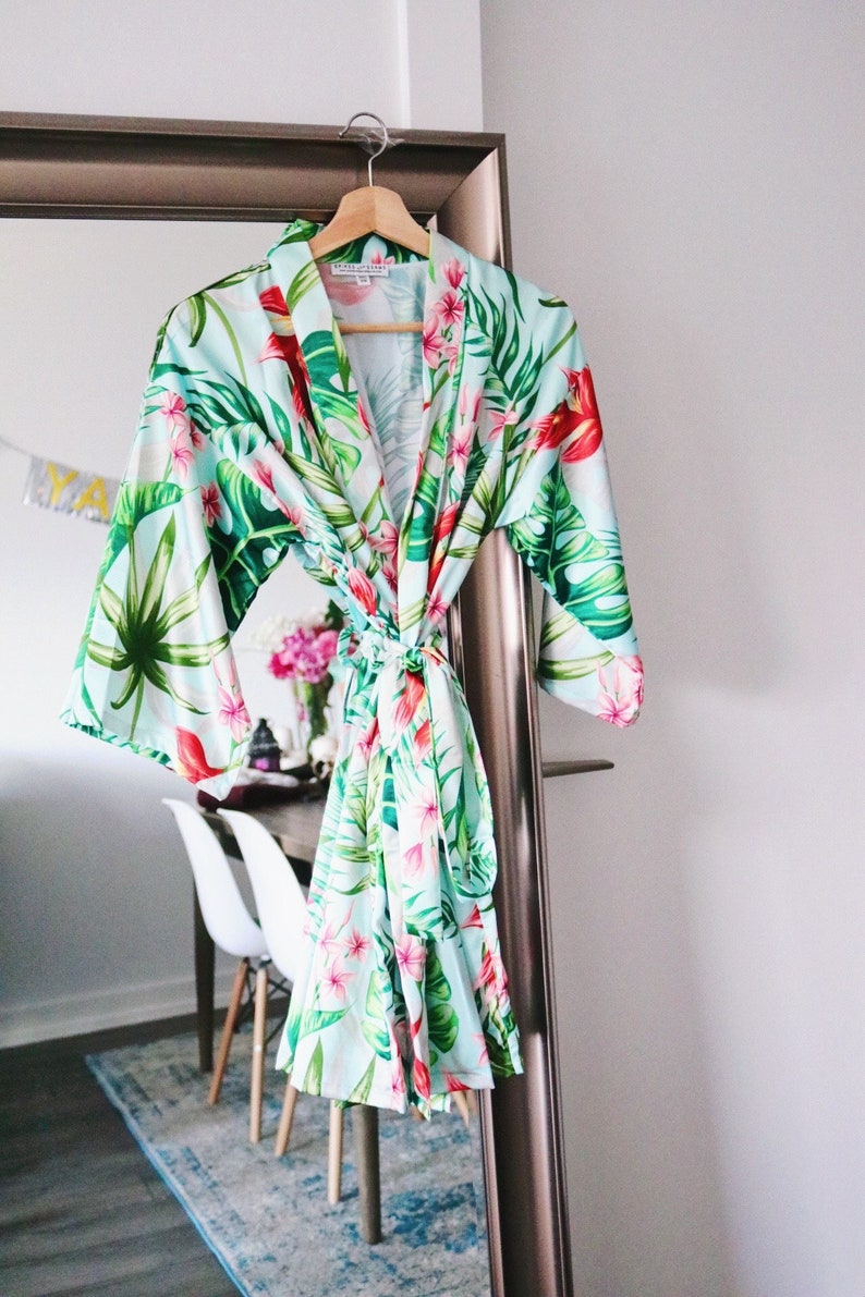 Beach Wedding Robe Satin Tropical Robe Bridesmaid Robe - Etsy