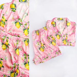 Luxury Lemon Pajamas, Floral Lounge Set, Cute Floral Sleep Set, Lemon ...
