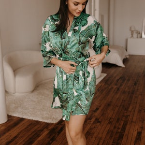 Green Palm Leaf Robe, Bridesmaid Robe, Hawaiian Robe, Bridal Party ...