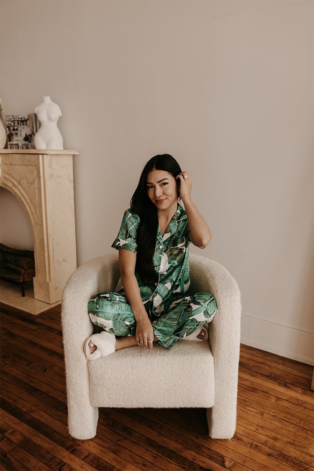 Green Tropical Pajamas, Matching Pajamas, Palm Leaf Pajamas, Tropical ...