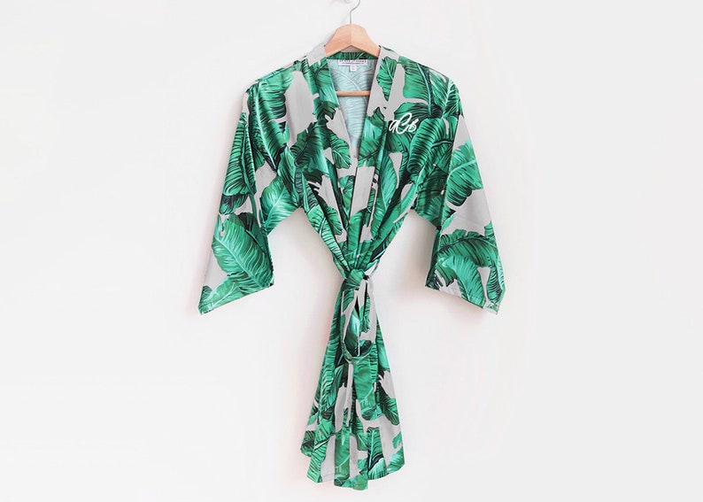 Green Palm Leaf Robe Bridesmaid Robe Hawaiian Robe Bridal | Etsy