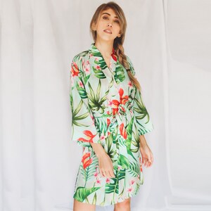 Beach Wedding Robe Satin Tropical Robe Bridesmaid Robe | Etsy