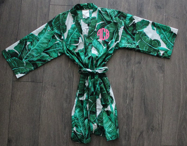 Green palm leaf robe bridesmaid robe hawaiian robe bridal | Etsy