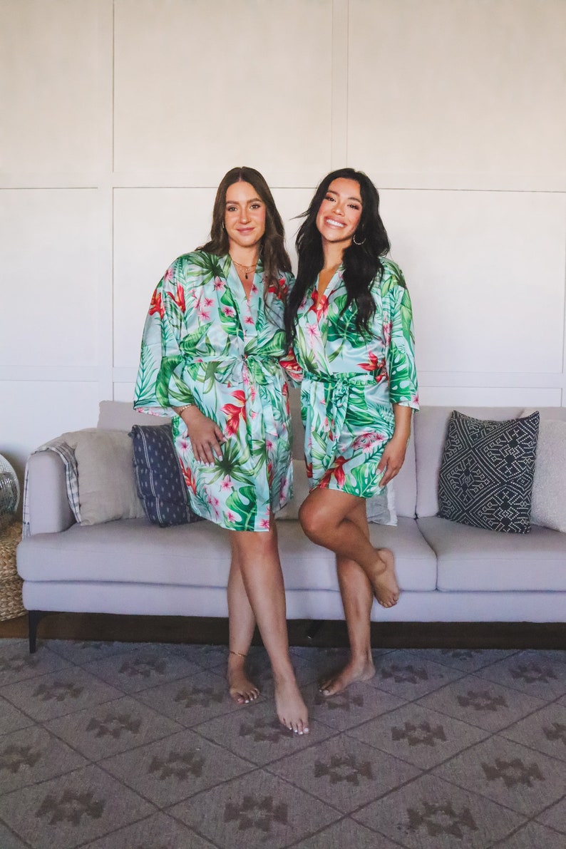 Custom Robe Satin Robe Tropical Robe Hawaiian Robe Bridal - Etsy