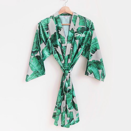 Green Palm Leaf Robe Bridesmaid Robe Hawaiian Robe Bridal | Etsy