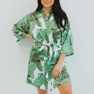 Green Palm Leaf Robe, Bridesmaid Robe, Hawaiian Robe, Bridal Party ...