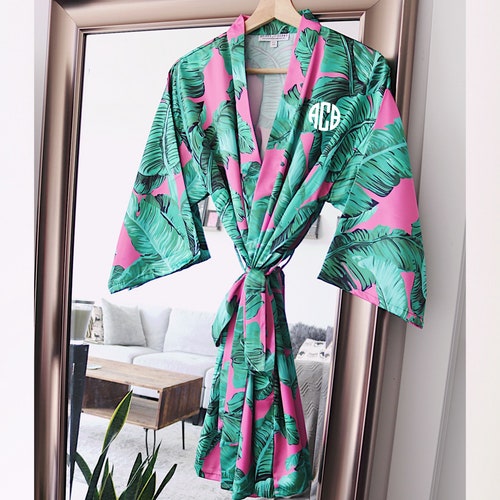 Green Palm Leaf Robe Bridesmaid Robe Hawaiian Robe Bridal - Etsy