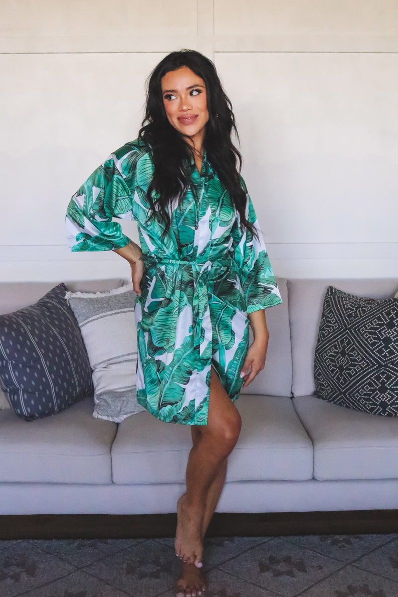 Green Palm Leaf Robe Bridesmaid Robe Hawaiian Robe Bridal - Etsy