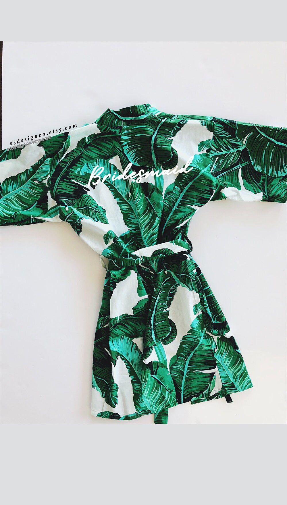 Green banana leaf robe palm leaf robe bridesmaid robe bride | Etsy