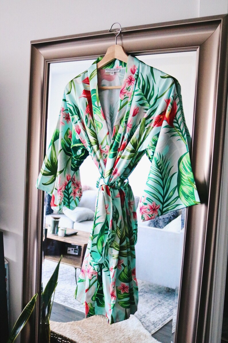 Custom Robe Satin Robe Tropical Robe Hawaiian Robe Bridal - Etsy