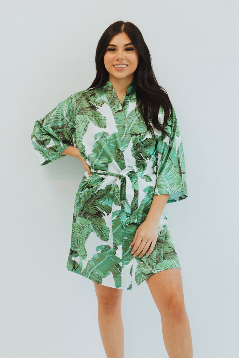 Green Palm Leaf Robe Bridesmaid Robe Hawaiian Robe Bridal - Etsy