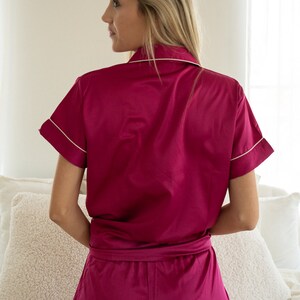 Pink Satin Pajamas, Hot Pink Pajamas, Berry Pajamas, Wedding Pajamas ...