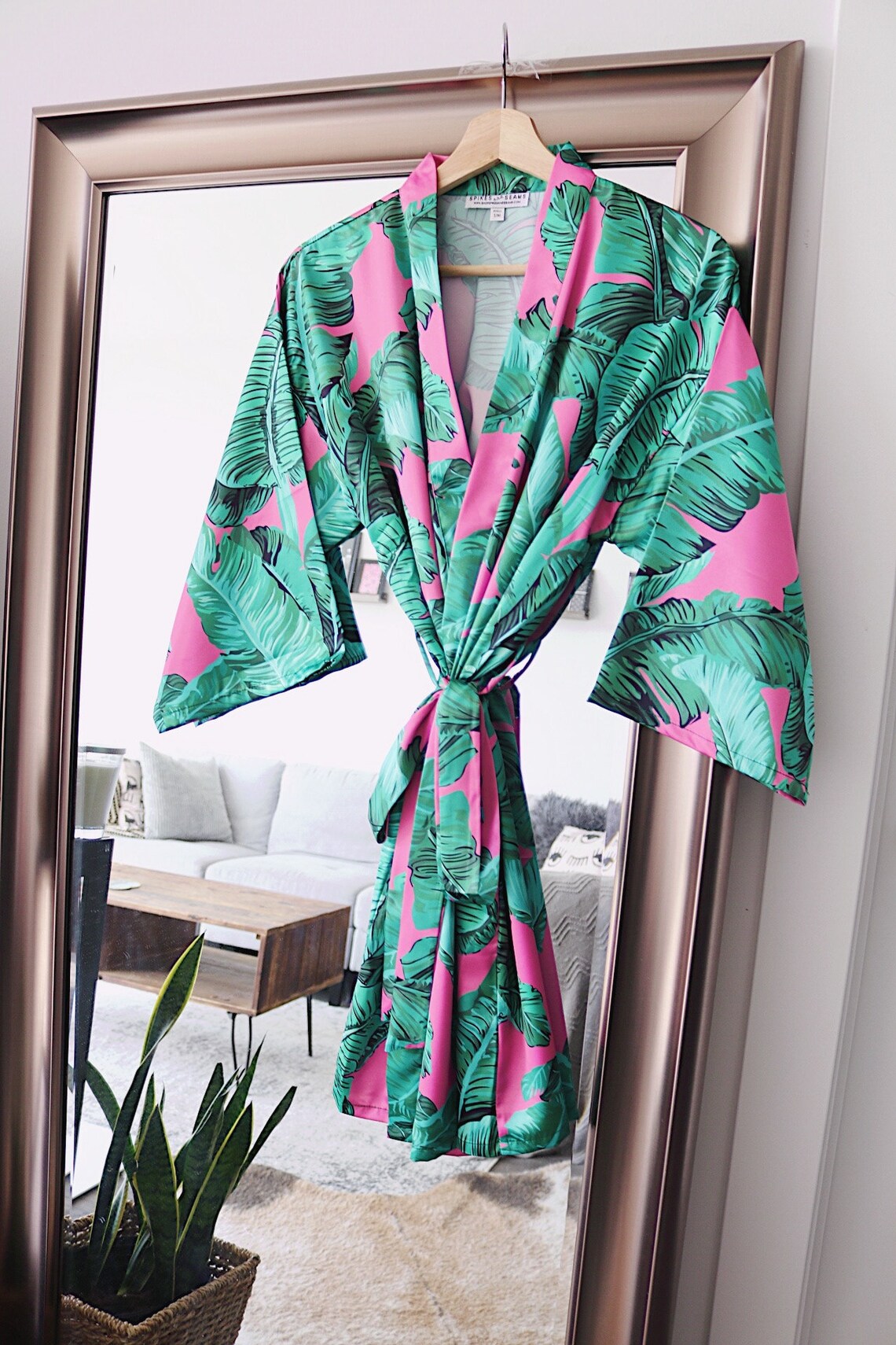 Pink Palm Leaf Robe Monogram Robe Bridesmaid Wedding Robes - Etsy