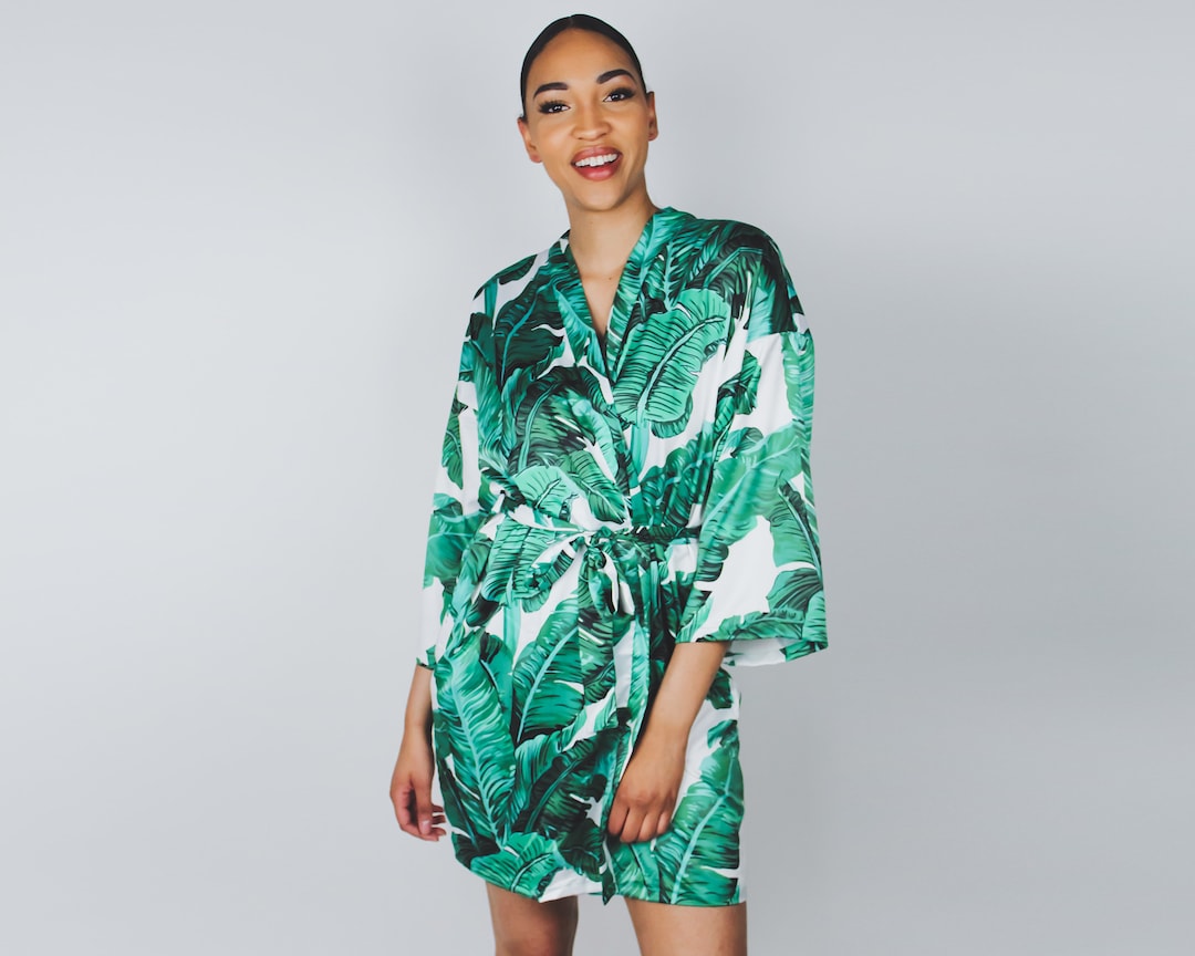 Green Palm Leaf Robe, Bridesmaid Robe, Hawaiian Robe, Bridal Party ...