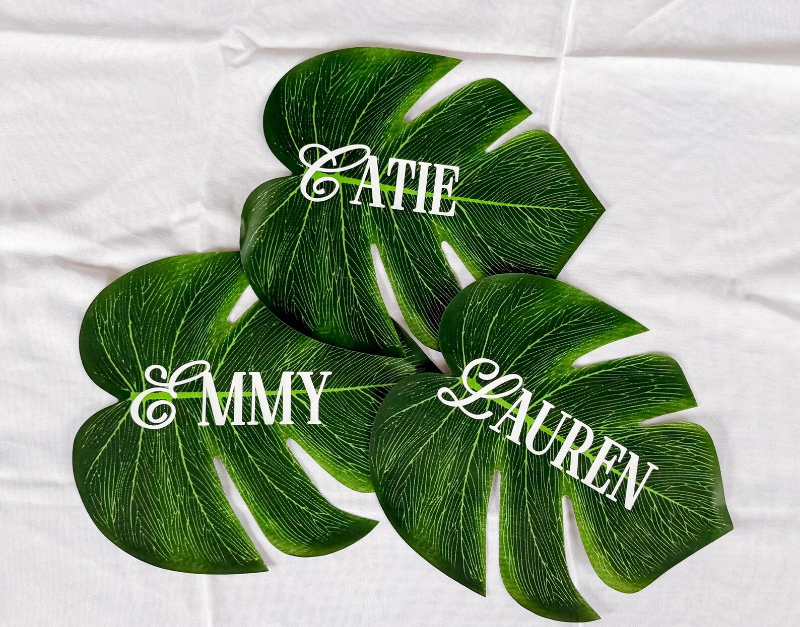 Palm Leaf Seating Cards, Tropical Table Decor, Name Tags for Influencer ...