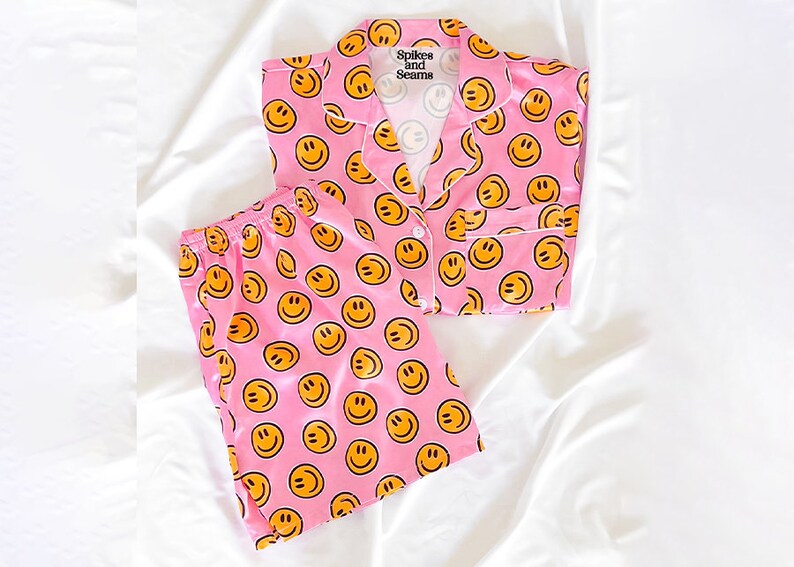 Smiley Face Pajamas, Pink Wedding Pajamas, Smiley Face Pajamas ...