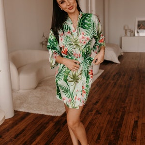 Custom Robe, Satin Robe, Tropical Robe, Hawaiian Robe, Bridal Party ...