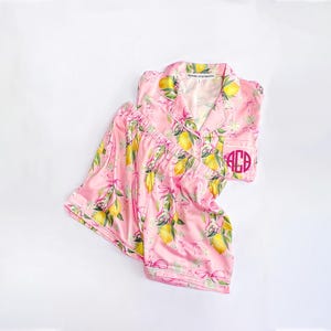 Luxury Lemon Pajamas, Floral Lounge Set, Cute Floral Sleep Set, Lemon ...