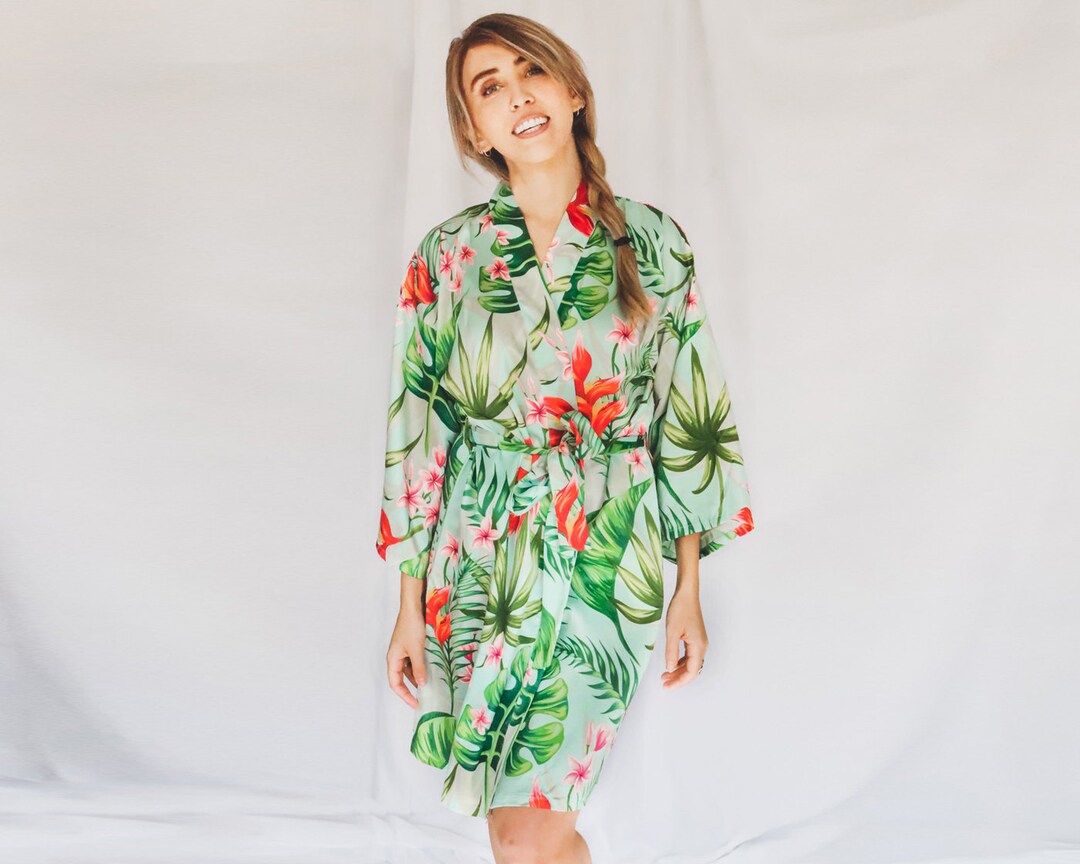 Custom Robe, Satin Robe, Tropical Robe, Hawaiian Robe, Bridal Party ...