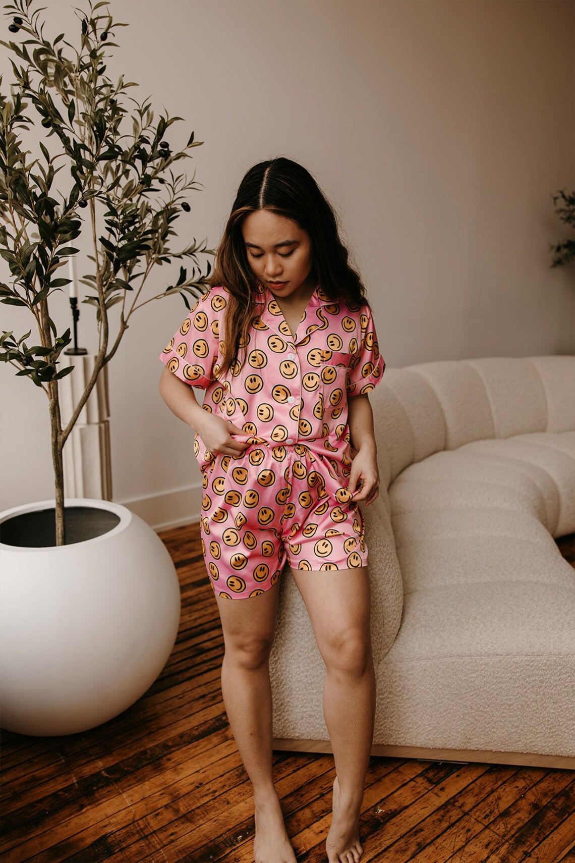 Smiley Face Pajamas, Pink Wedding Pajamas, Smiley Face Pajamas ...