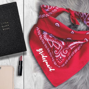 Custom Bandana Red Bandana Personalized Bandana Bride - Etsy