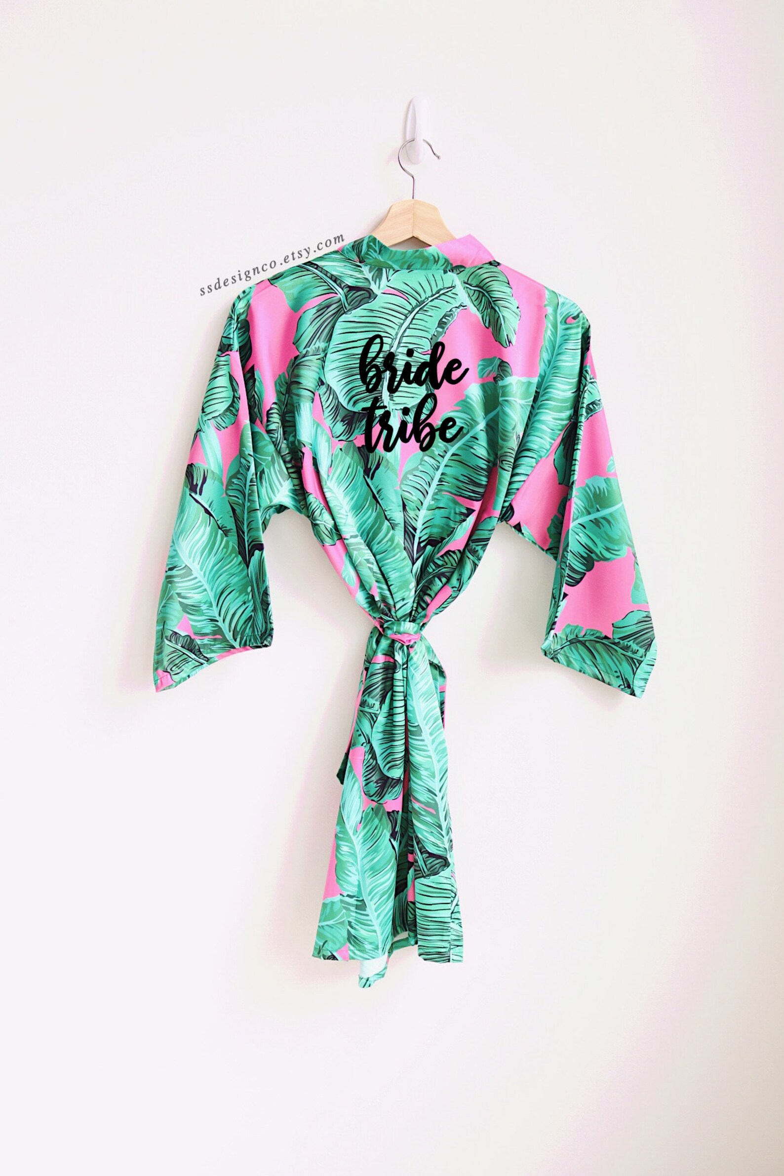 Monogram Robe Pink Palm Leaf Robe Bridesmaid Robe Wedding | Etsy