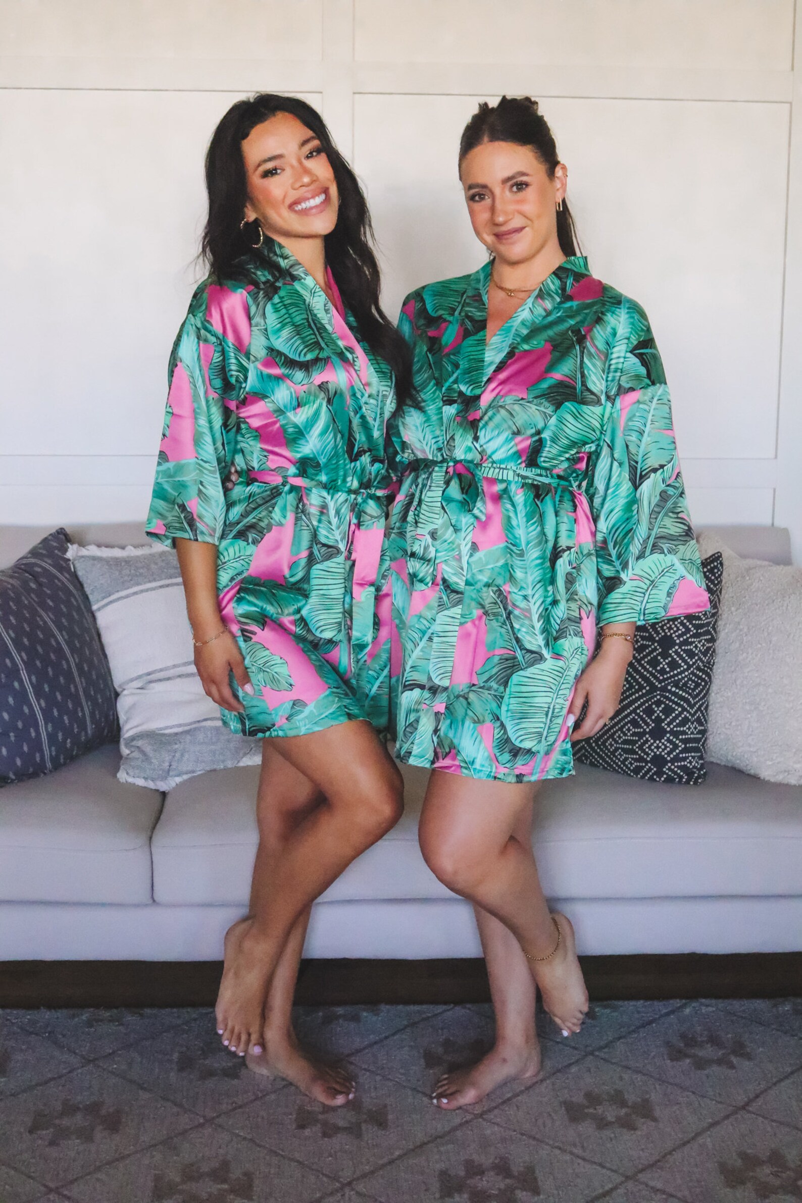 Pink Palm Leaf Robe Monogram Robe Bridesmaid Wedding Robes - Etsy