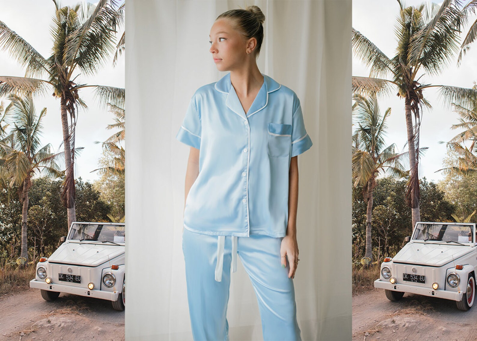 Blue Wedding Pajamas, Blue Satin Pajamas, Pajama Pants Set, Blue Silk ...