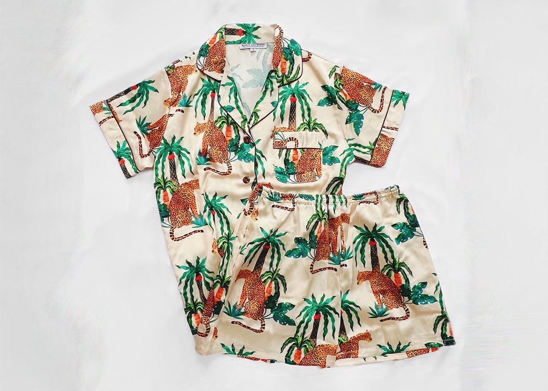 Palm Trees Pajamas, Cheetah Print Pajamas, Tropical Print Pajamas ...