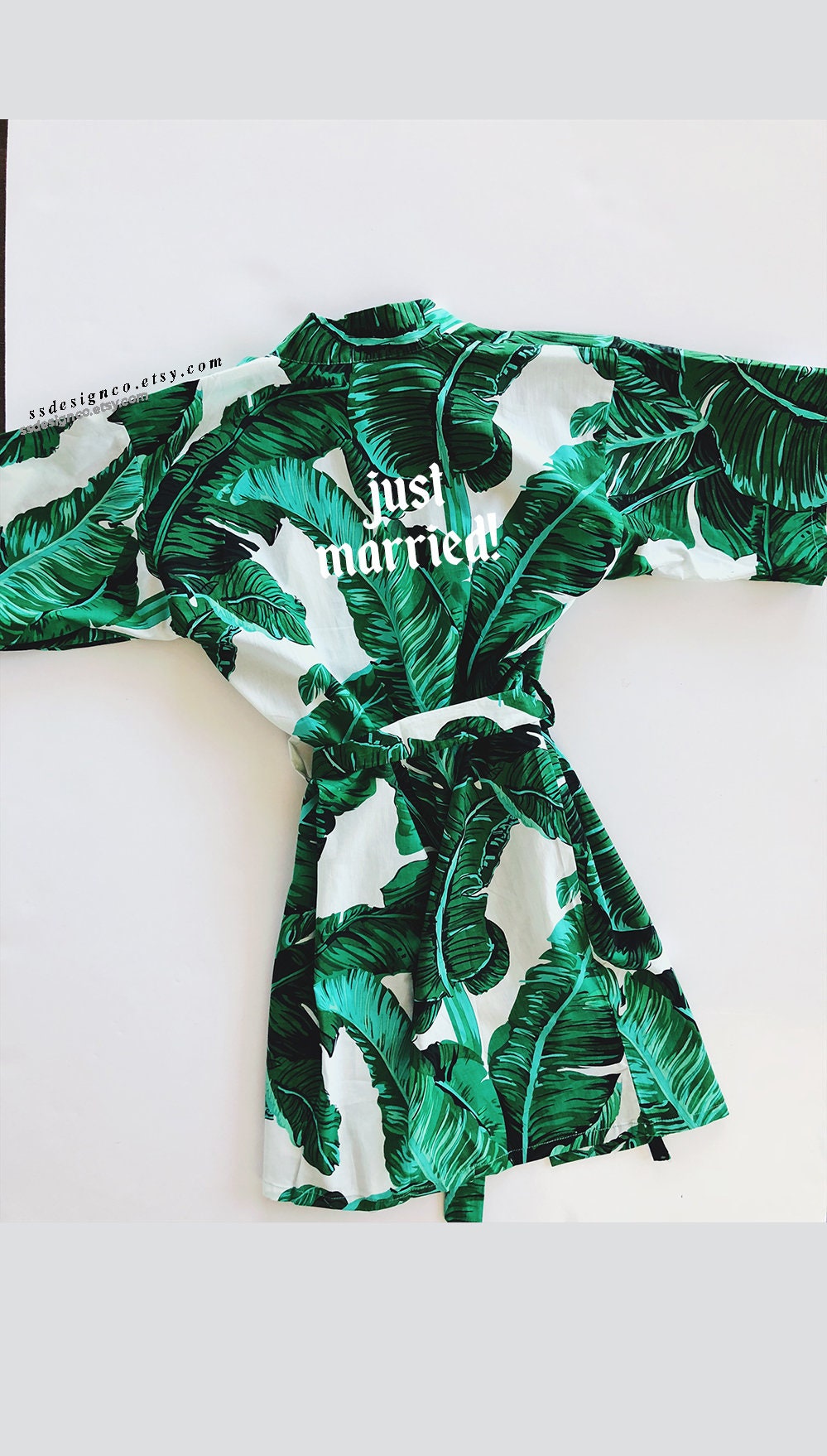 Green banana leaf robe palm leaf robe bridesmaid robe bride | Etsy