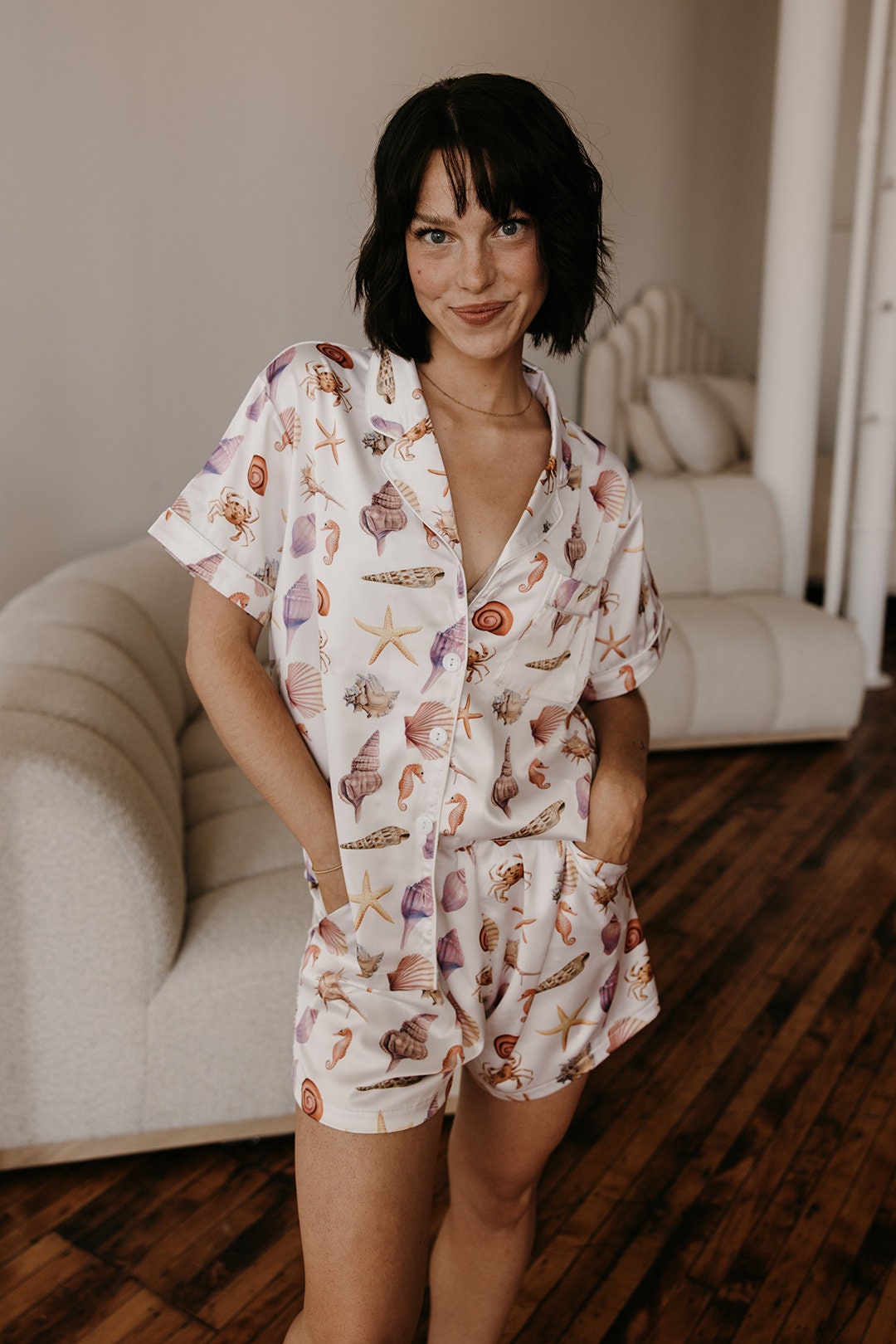 Seashell Pajamas, Beach Pattern Pajamas, Custom Wedding Pajamas ...