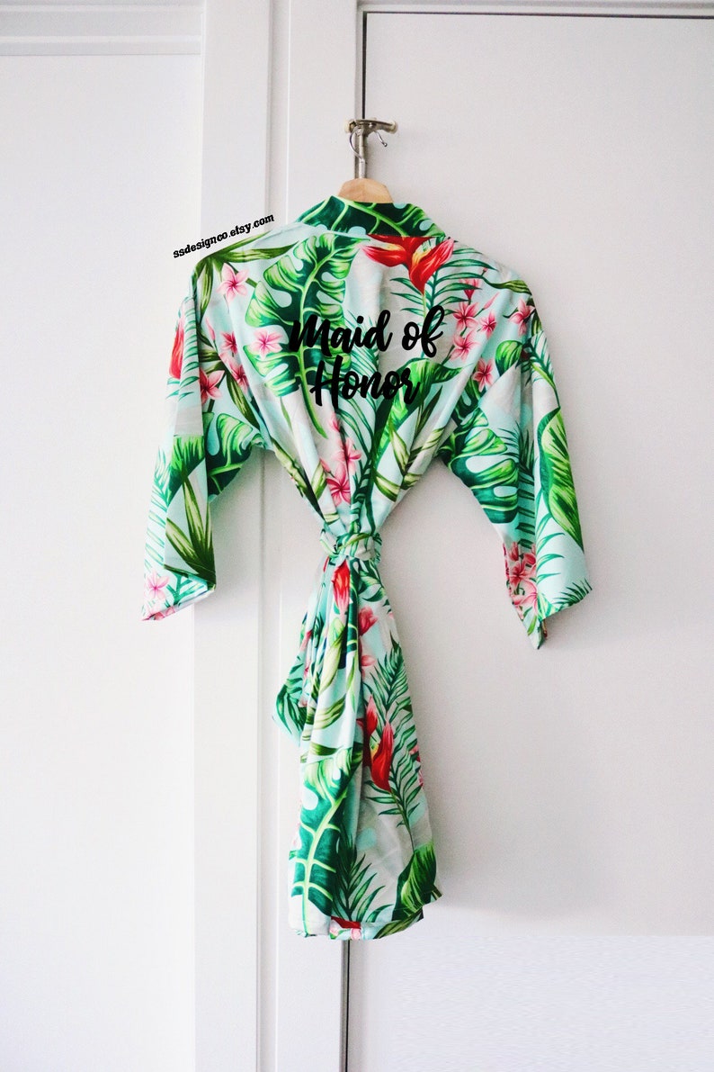 Custom Robe Satin Robe Tropical Robe Hawaiian Robe Bridal | Etsy