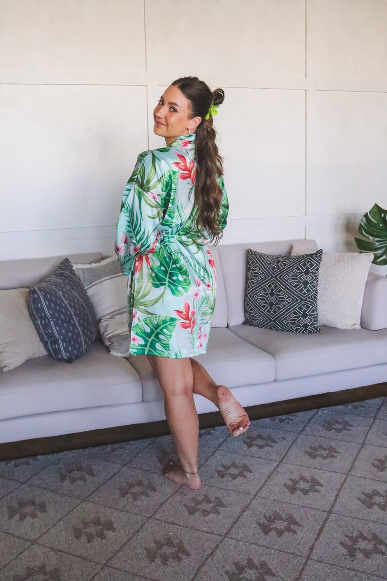 Custom Robe Satin Robe Tropical Robe Hawaiian Robe Bridal - Etsy