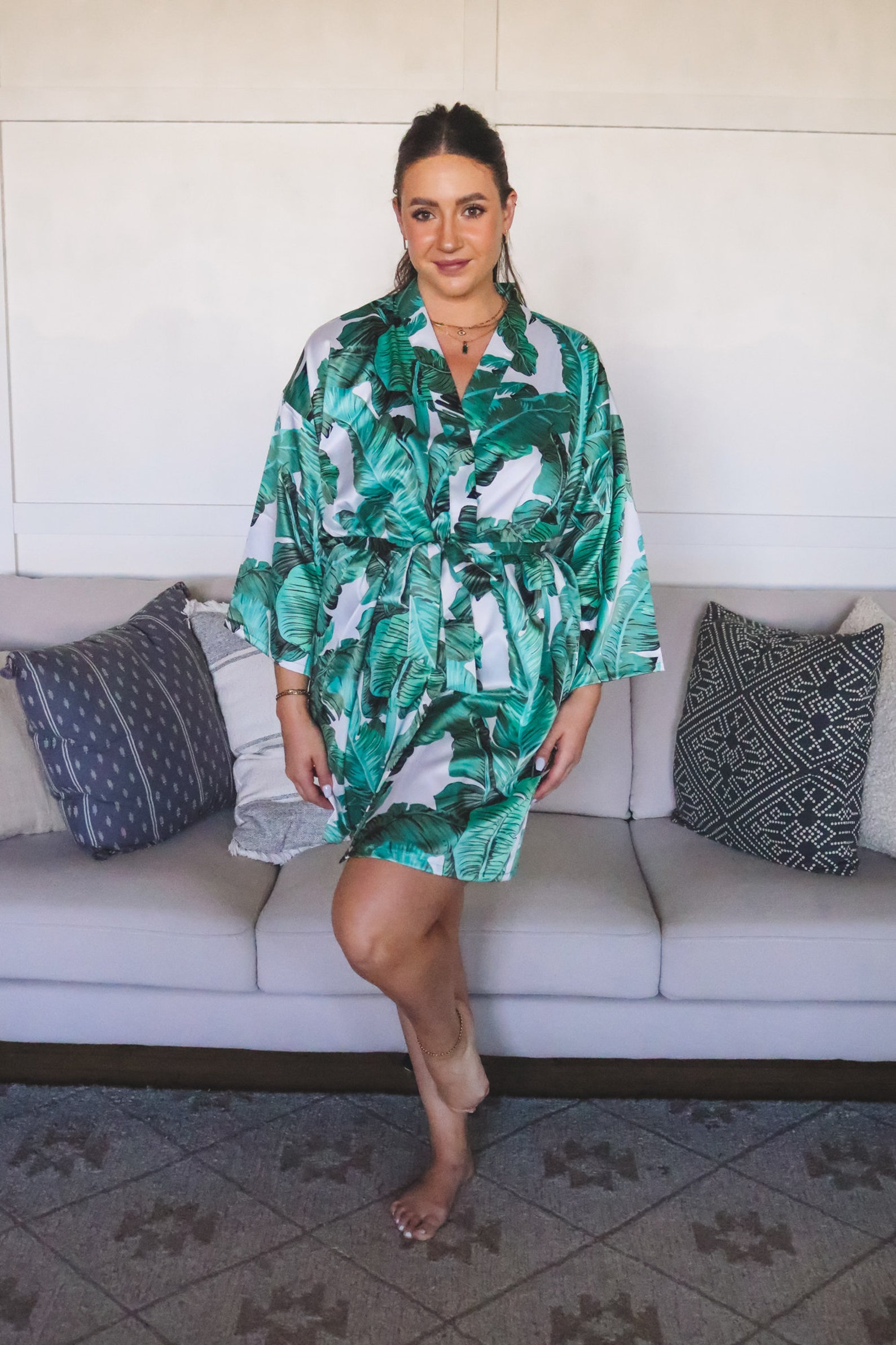 Green Palm Leaf Robe Bridesmaid Robe Hawaiian Robe Bridal - Etsy