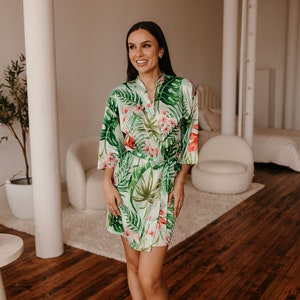 Satin Tropical Robe, Bridesmaid Robe, Hawaiian Robe, Bridal Party Robes ...