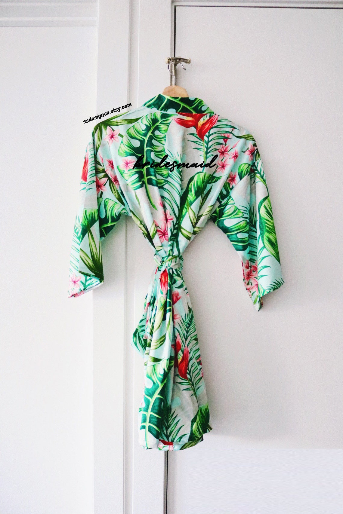 Custom robe satin robe tropical robe hawaiian robe bridal | Etsy