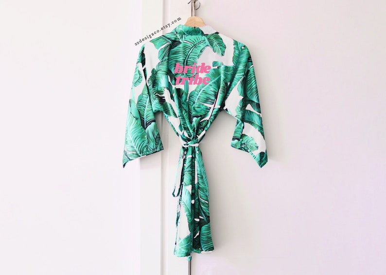 Green Palm Leaf Robe Bridesmaid Robe Hawaiian Robe Bridal | Etsy