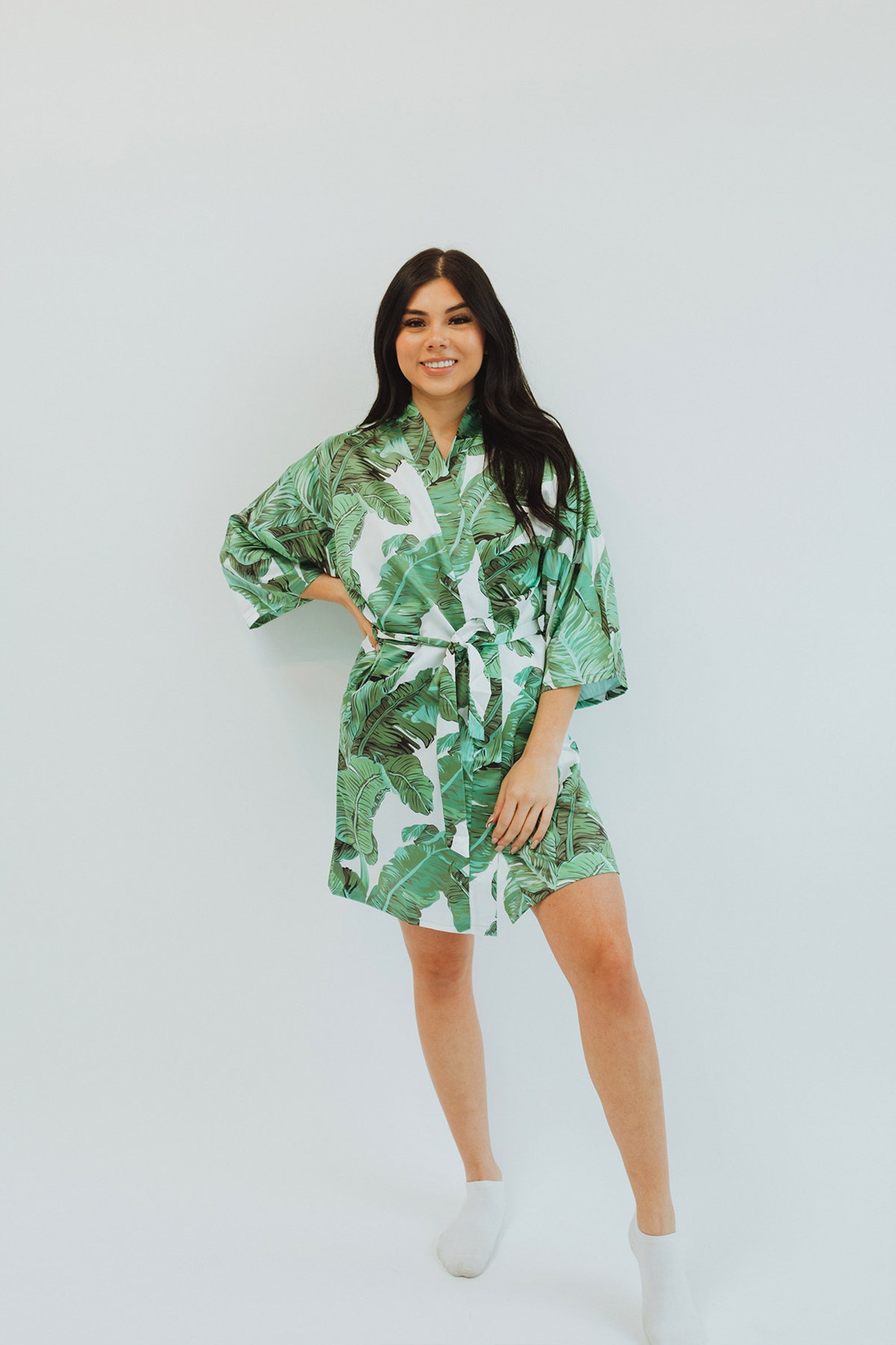 Green Palm Leaf Robe Bridesmaid Robe Hawaiian Robe Bridal - Etsy