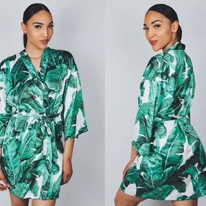 Green Palm Leaf Robe Bridesmaid Robe Hawaiian Robe Bridal - Etsy