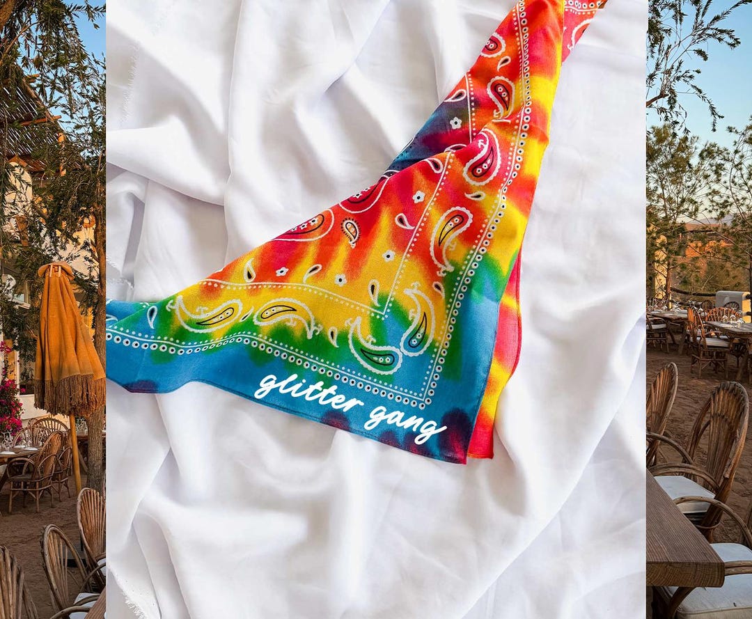 Personalized Rainbow Cotton Bandana, Bandana With Custom Text Design ...