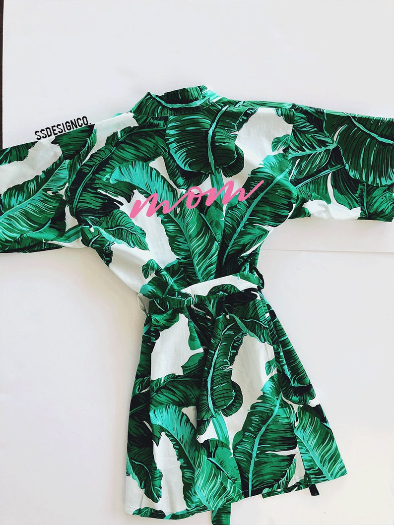 Green palm leaf robe bridesmaid robe hawaiian robe bridal | Etsy