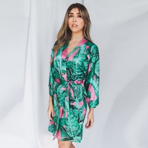 Pink Palm Leaf Robe Monogram Robe Bridesmaid Wedding Robes - Etsy