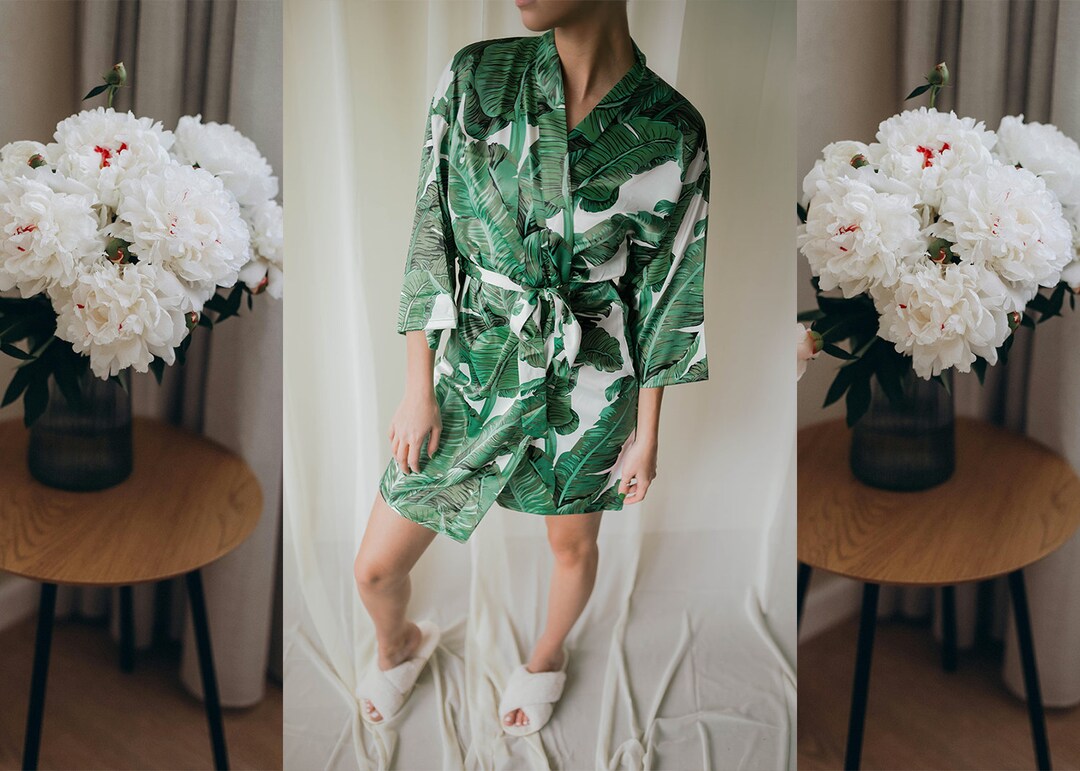Satin Tropical Robe, Bridesmaid Robe, Hawaiian Robe, Bridal Party Robes ...