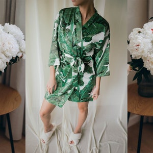 Satin Tropical Robe, Bridesmaid Robe, Hawaiian Robe, Bridal Party Robes ...