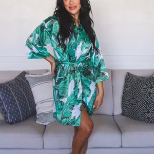 Green Palm Leaf Robe Bridesmaid Robe Hawaiian Robe Bridal - Etsy