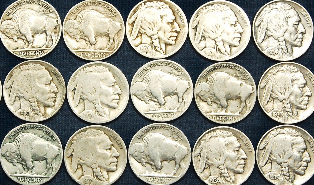 20 Buffalo Nickels, All Different Date or Mintmarks, Dates May Vary ...