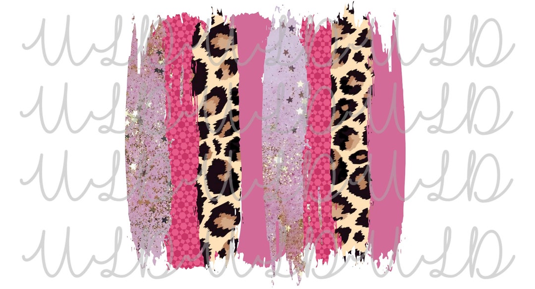 Paint Stroke Glitter Pink/leopard PNG Sublimation Design *instant ...
