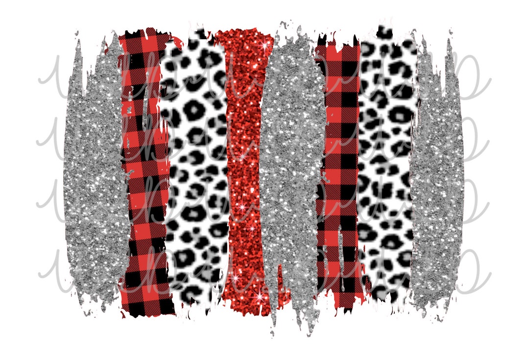 Paint Stroke Glitter Silver/red Buffalo PNG Sublimation Design *instant ...